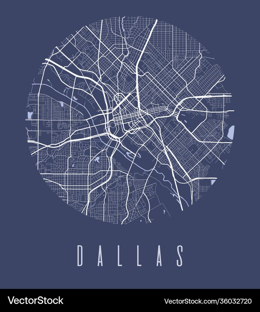 Dallas map poster decorative design street map Vector Image