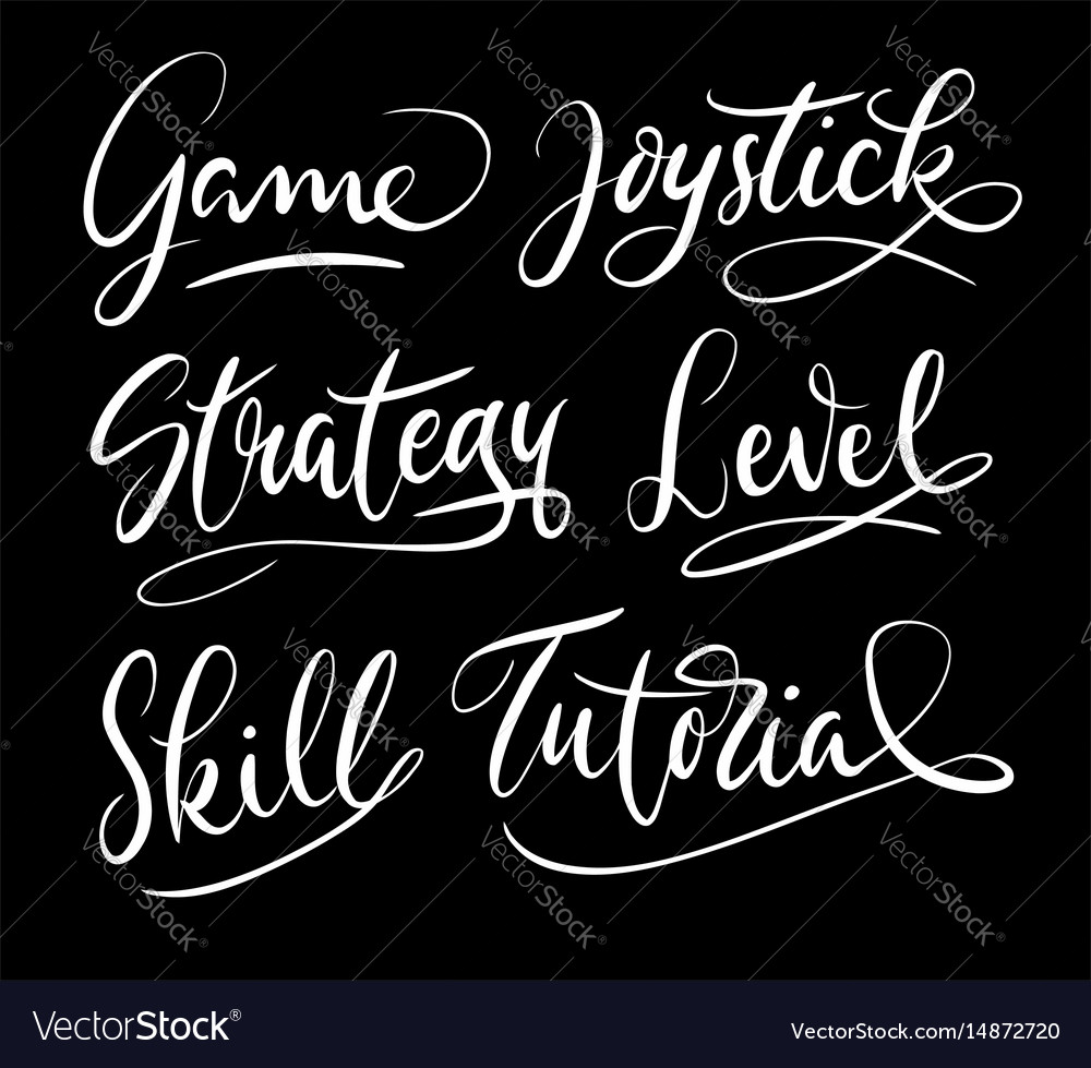 Game tutorial hand written typography Royalty Free Vector
