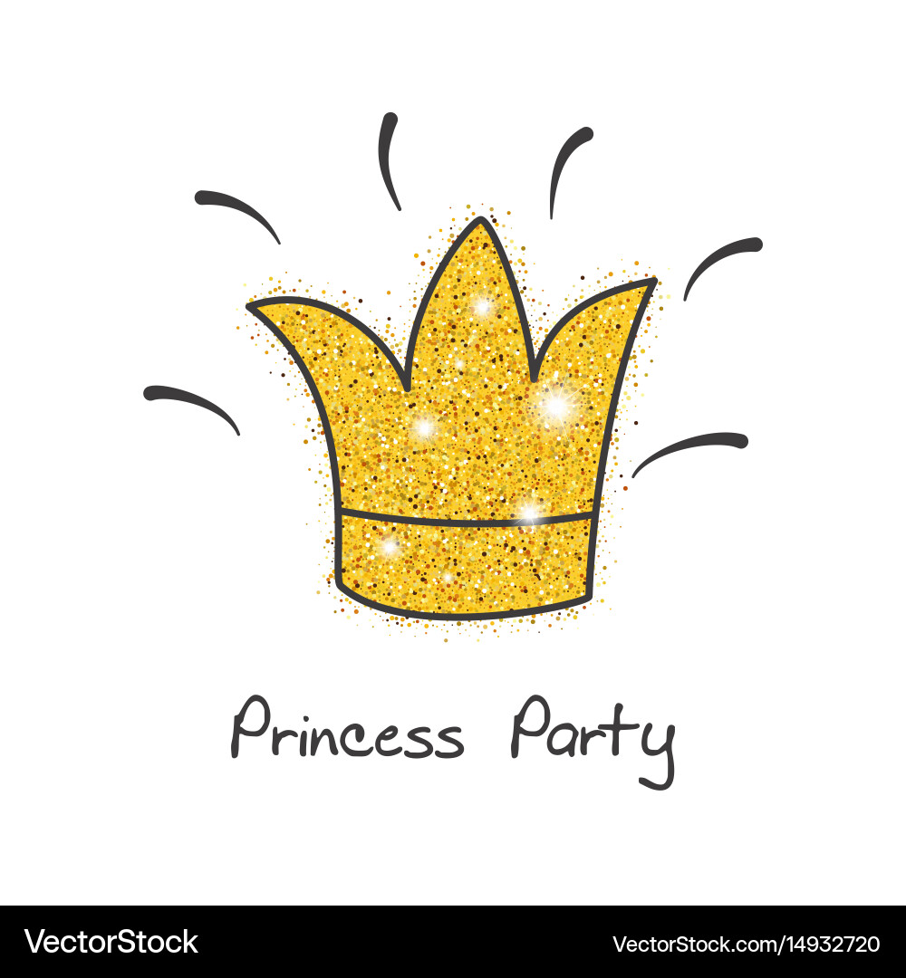 Gold princess party decor Royalty Free Vector Image