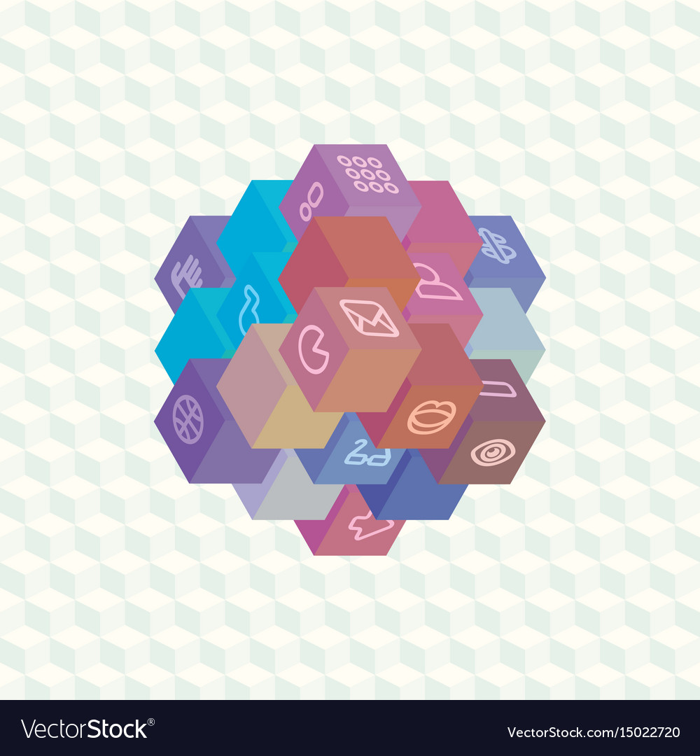 Isometric projection infographic array of cubes Vector Image