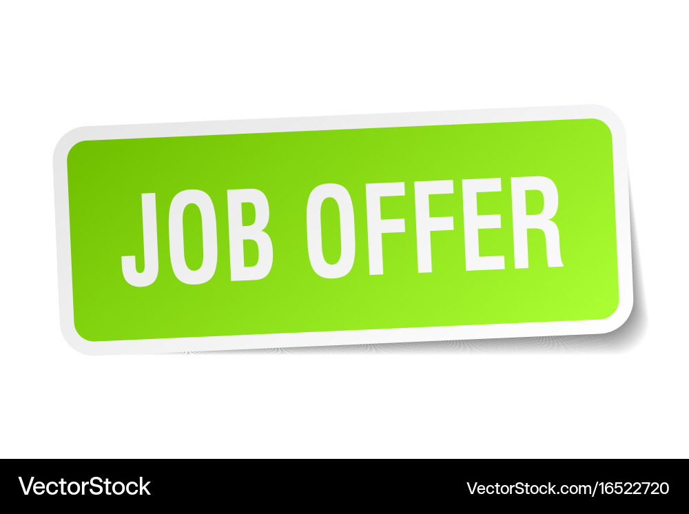 Job offer square sticker on white Royalty Free Vector Image