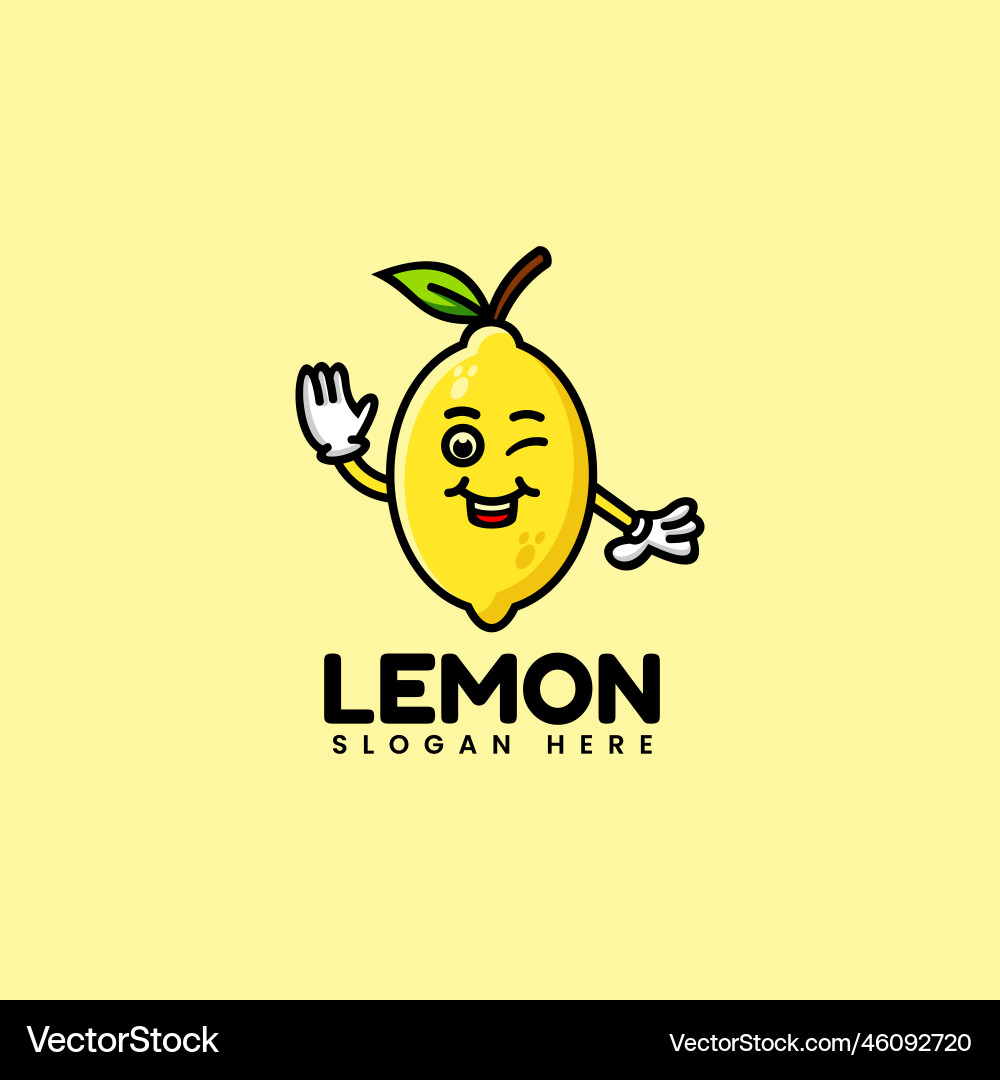 Logo lemon mascot cartoon style Royalty Free Vector Image