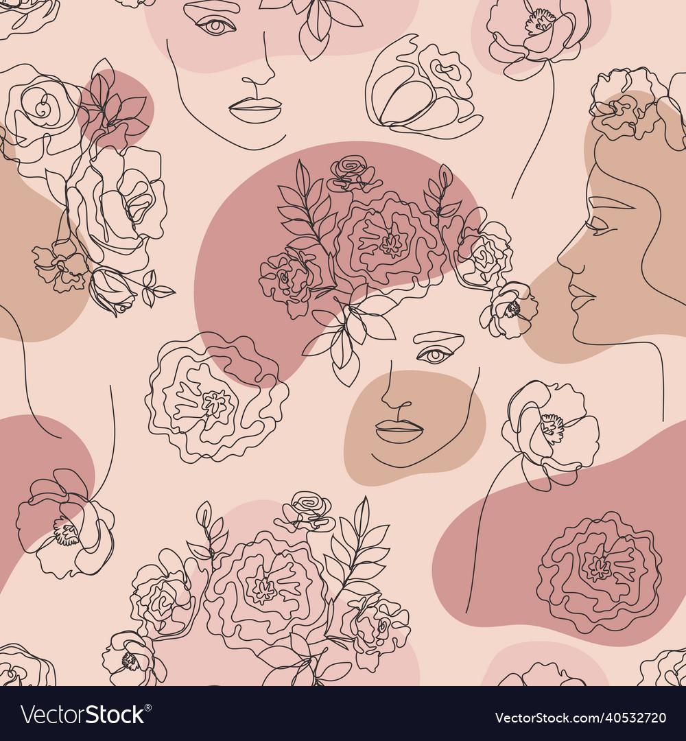 Seamless pattern continuous line art Royalty Free Vector