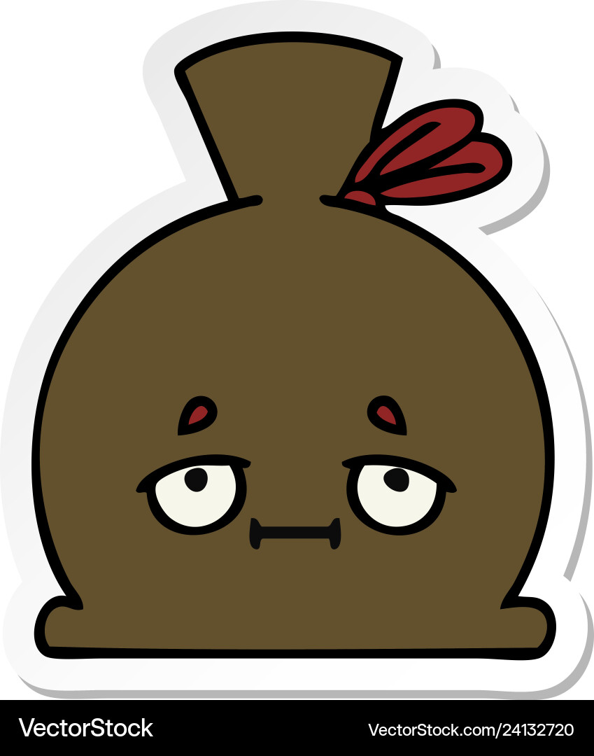 Sticker a cute cartoon sack Royalty Free Vector Image