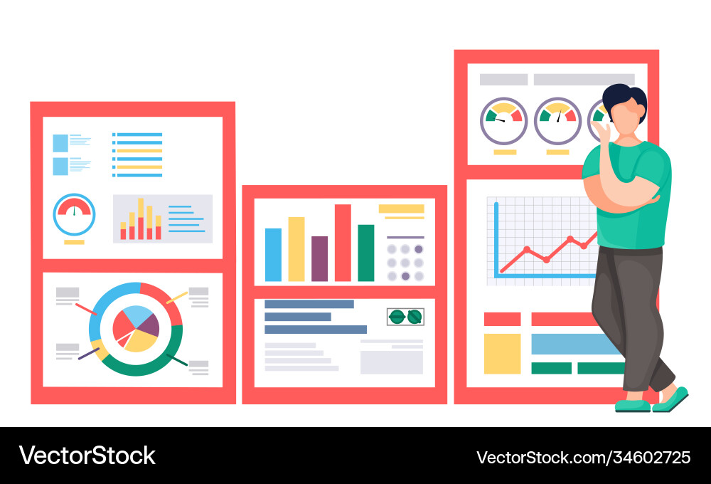 Businessman makes presentation near report Vector Image