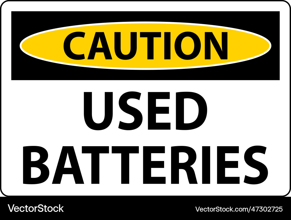 Caution sign used batteries on white background Vector Image