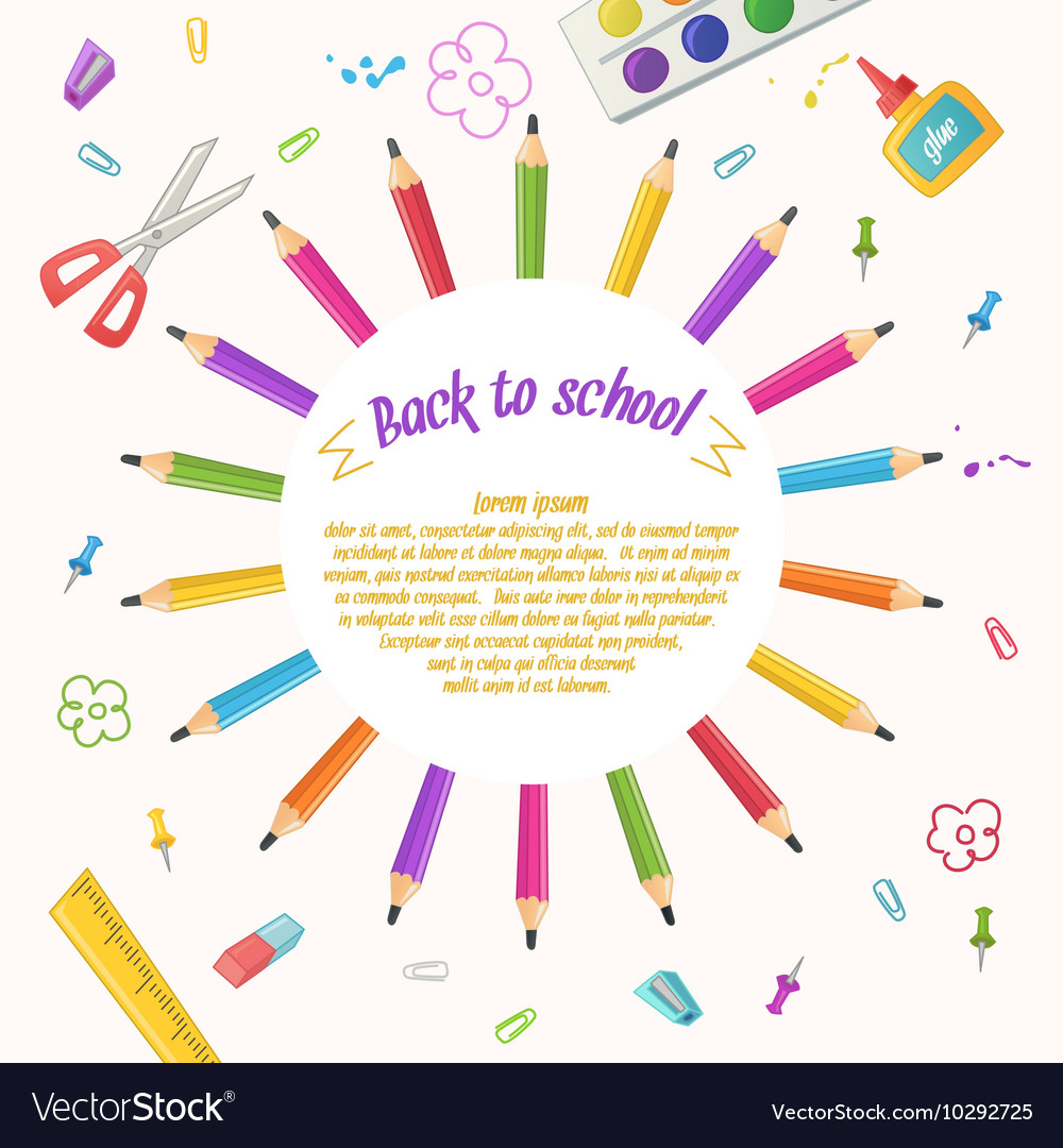Circle of pencils on a white background Royalty Free Vector