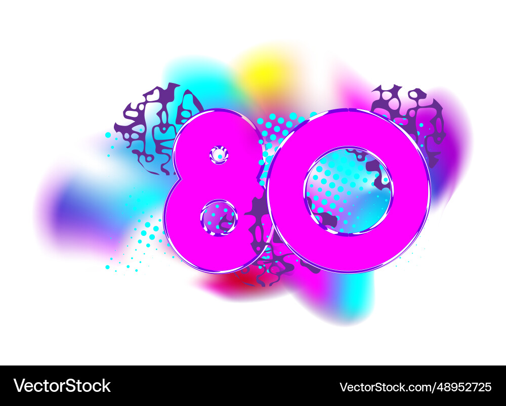 Colorful gradient halftone number 80 celebrating Vector Image