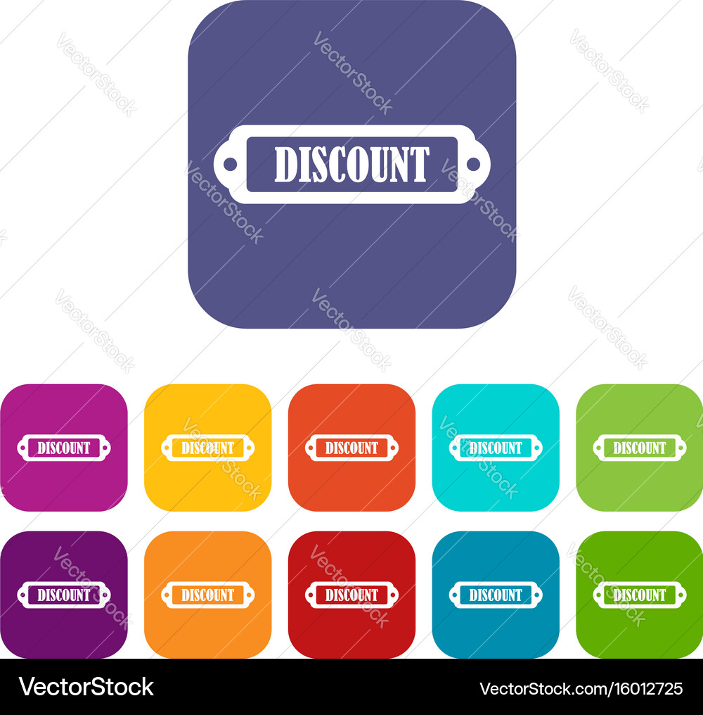 Discount label icons set Royalty Free Vector Image