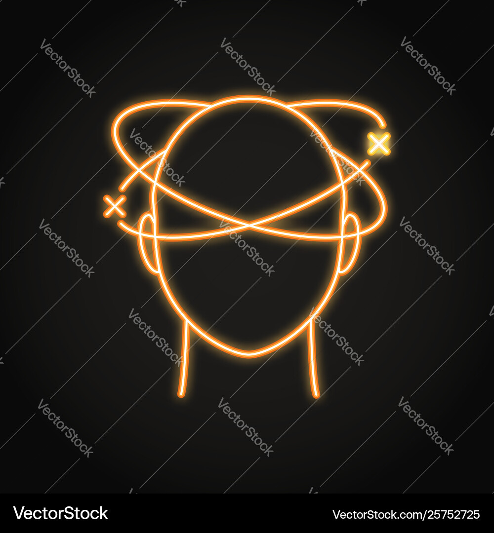 Dizziness concept icon in neon line style Vector Image