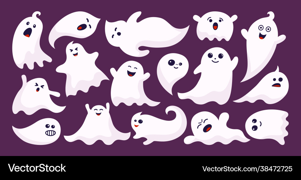 Ghost spook horror cartoon set halloween Vector Image
