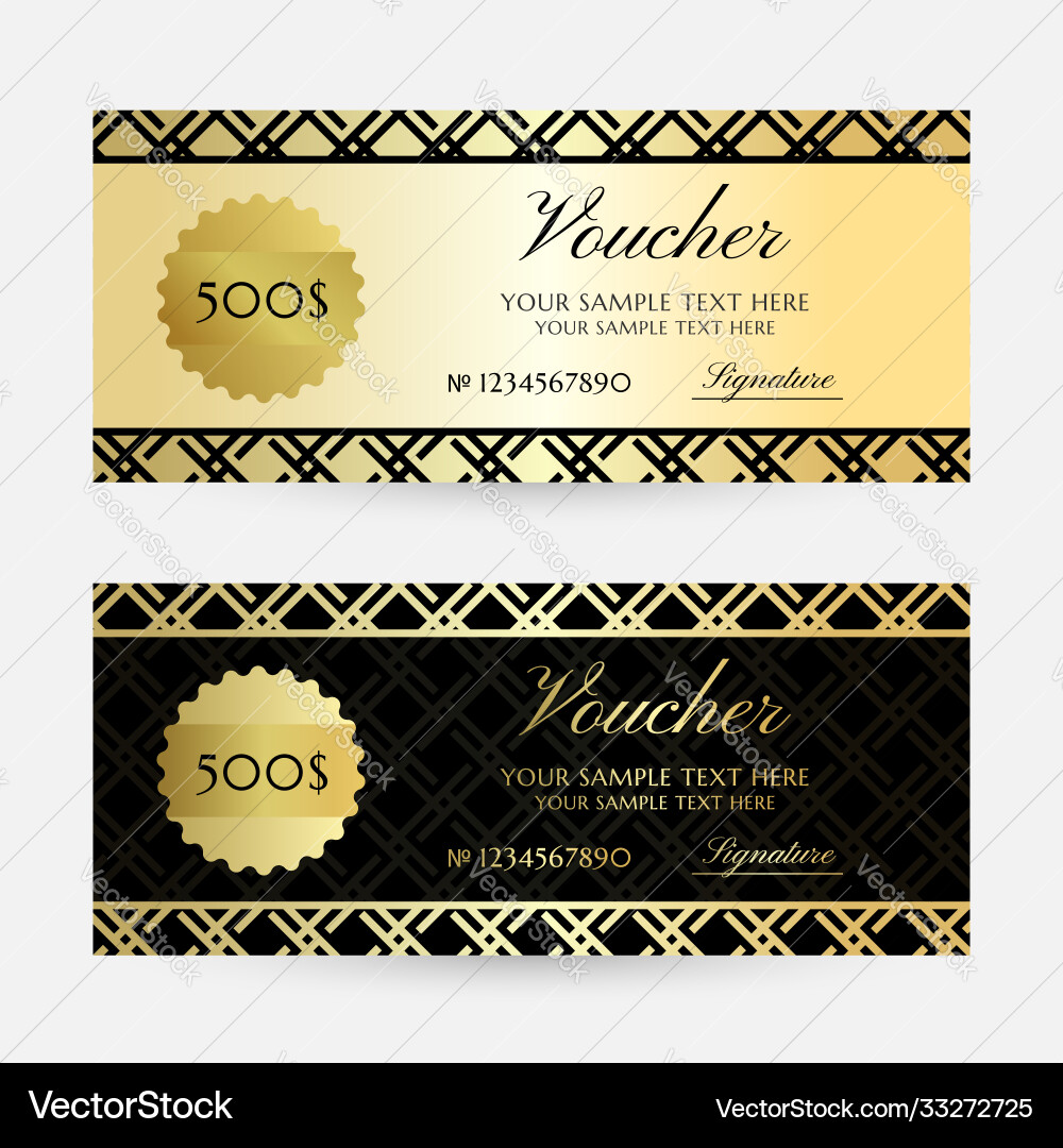 Gold gride gift vouchers template collection Vector Image