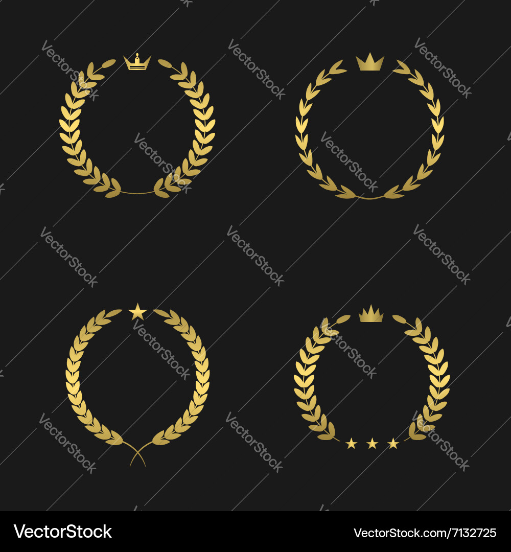 Golden wreath set Royalty Free Vector Image - VectorStock