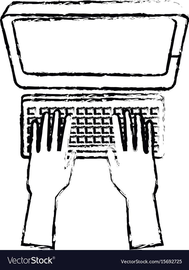 Hand programming work computer keyboard Royalty Free Vector
