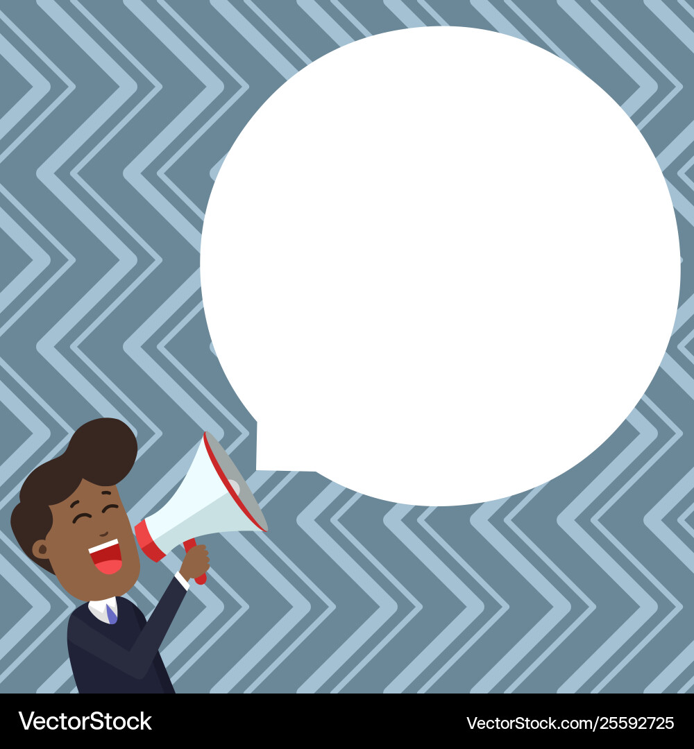 Happy young male shouting into megaphone Vector Image