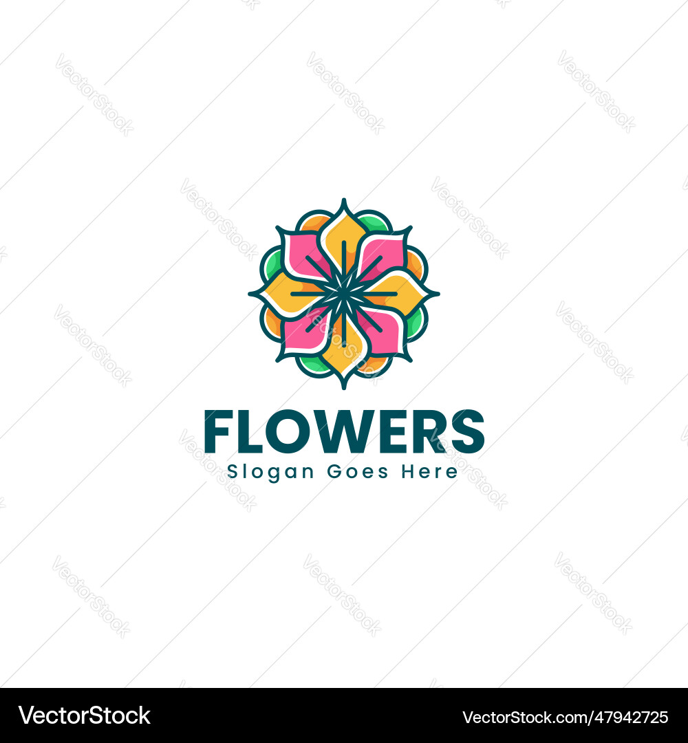 Logo flowers simple mascot style Royalty Free Vector Image