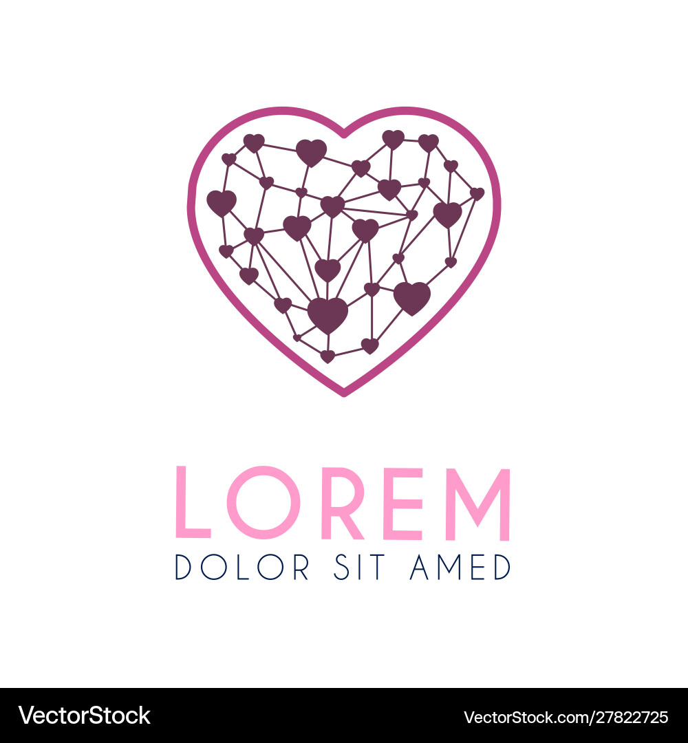 Logo pink hearts are connected in a network Vector Image