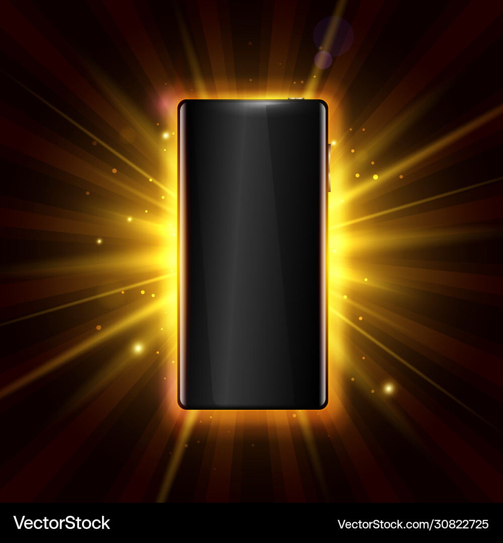 Premium smartphone on golden glow background Vector Image