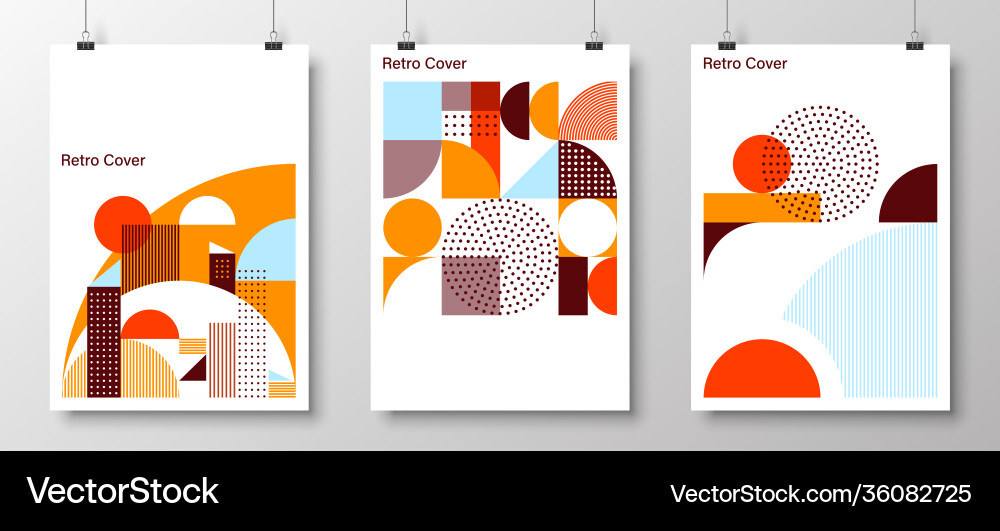 Retro geometric covers cool vintage shape Vector Image