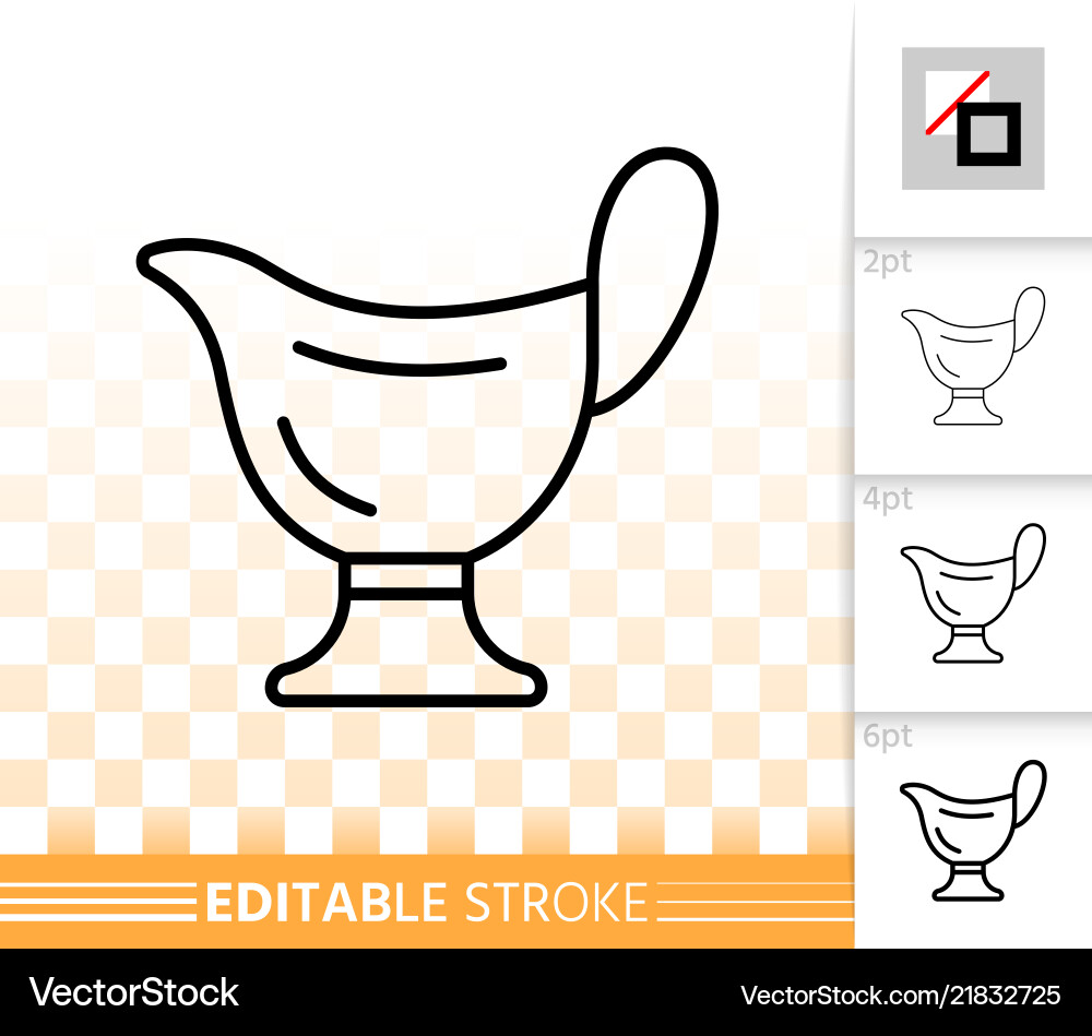 Sauce boat simple black line icon Royalty Free Vector Image