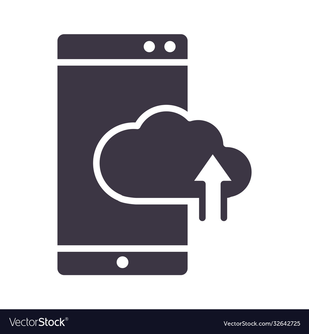 Smartphone cloud computing storage upload data Vector Image