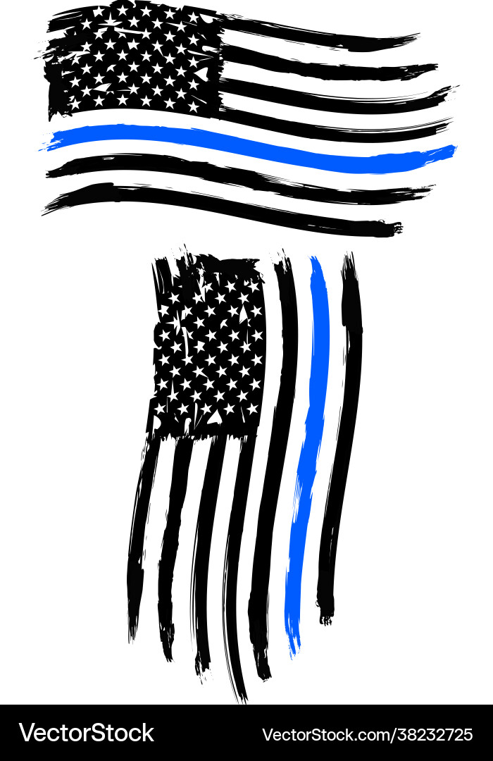 Thin blue line us flag police Royalty Free Vector Image