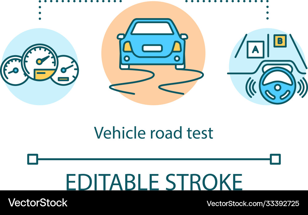 Vehicle road test concept icon Royalty Free Vector Image