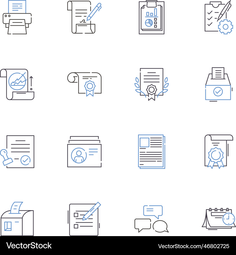 Verbiage line icons collection language phrasing Vector Image