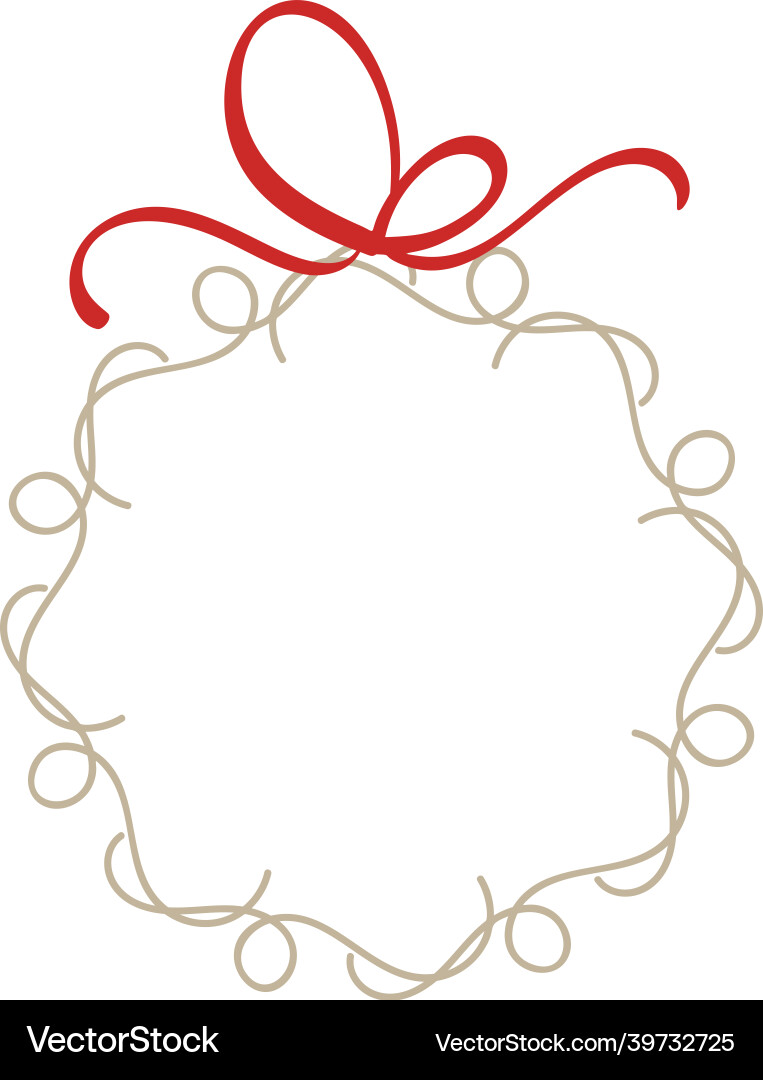 Vintage calligraphy round frame with red bow hand Vector Image