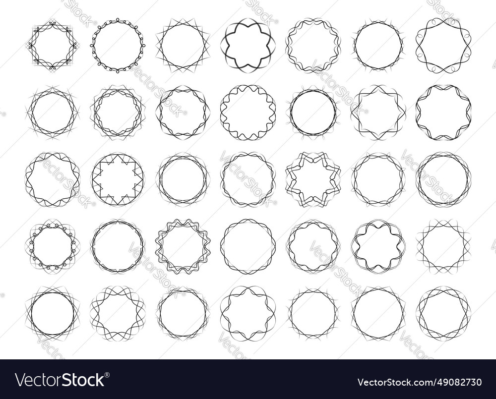Abstract round frames set twisted design elements Vector Image