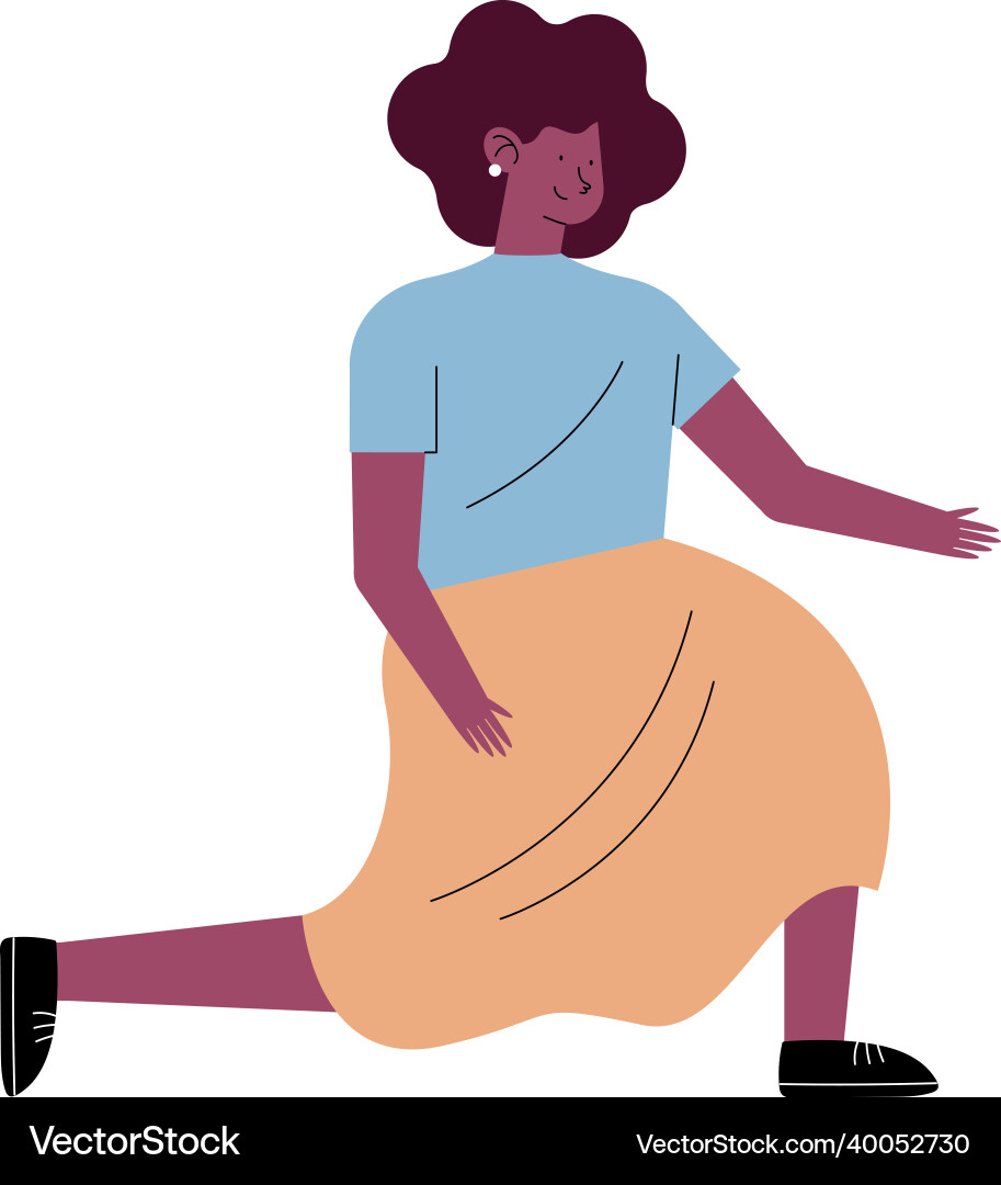 Afro woman kneeling character Royalty Free Vector Image