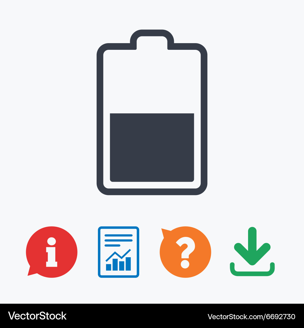 Battery half level sign icon Low electricity Vector Image