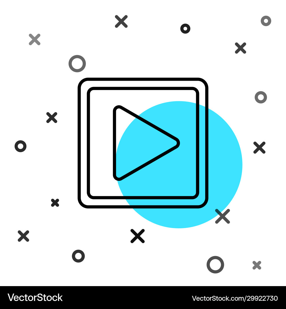 Black line play in square icon isolated on white Vector Image