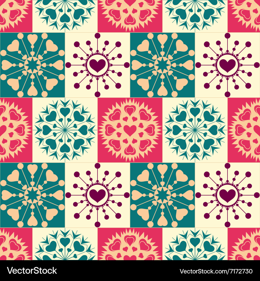 Christmas seamless pattern heart snowflakes new Vector Image