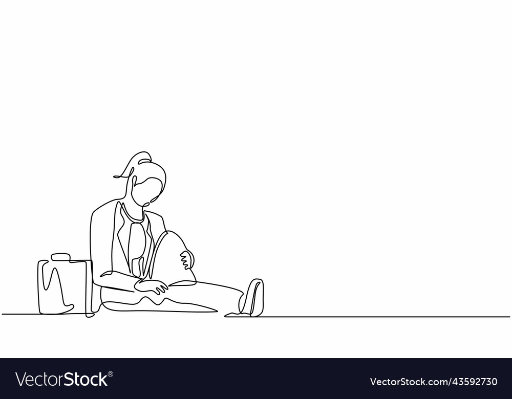 Continuous one line drawing depressed Royalty Free Vector Continuous one line drawing depressed Royalty Free Vector