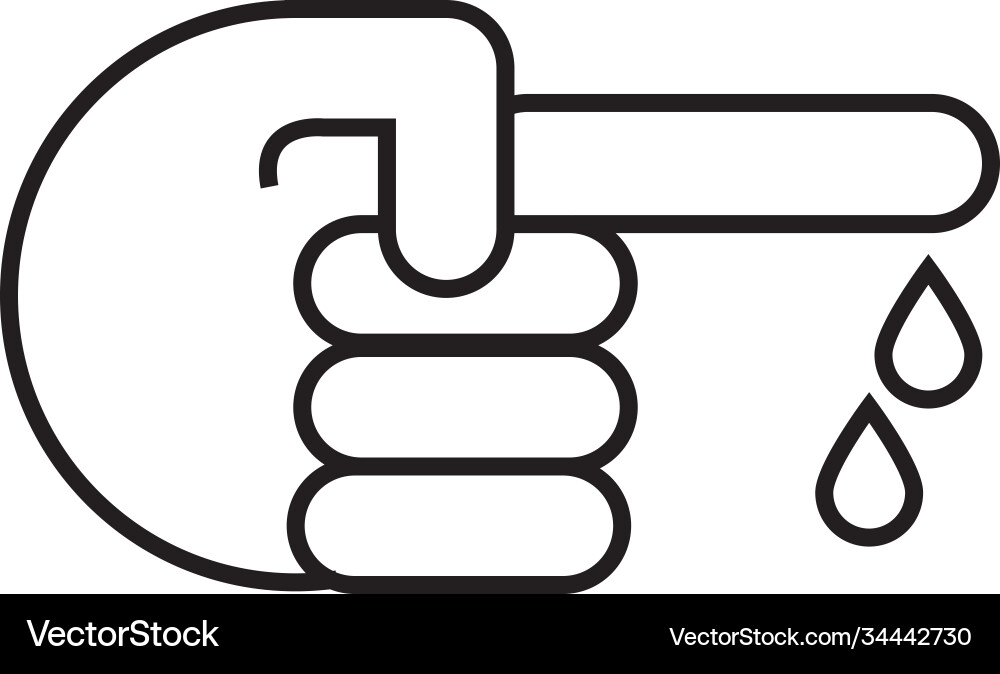 Finger with blood drops line style Royalty Free Vector Image