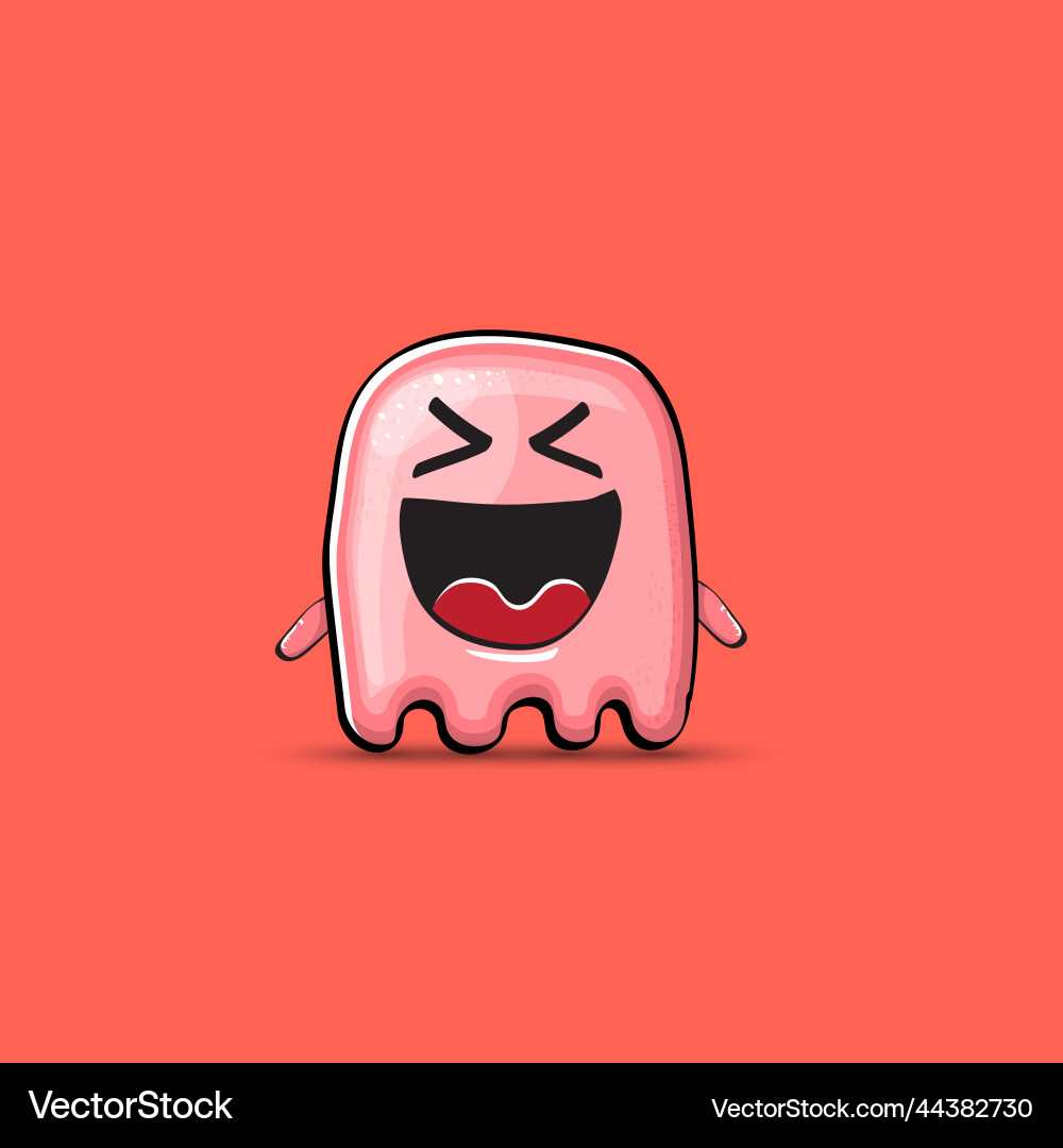 Funny cute smiling pink ghost monster isolated Vector Image