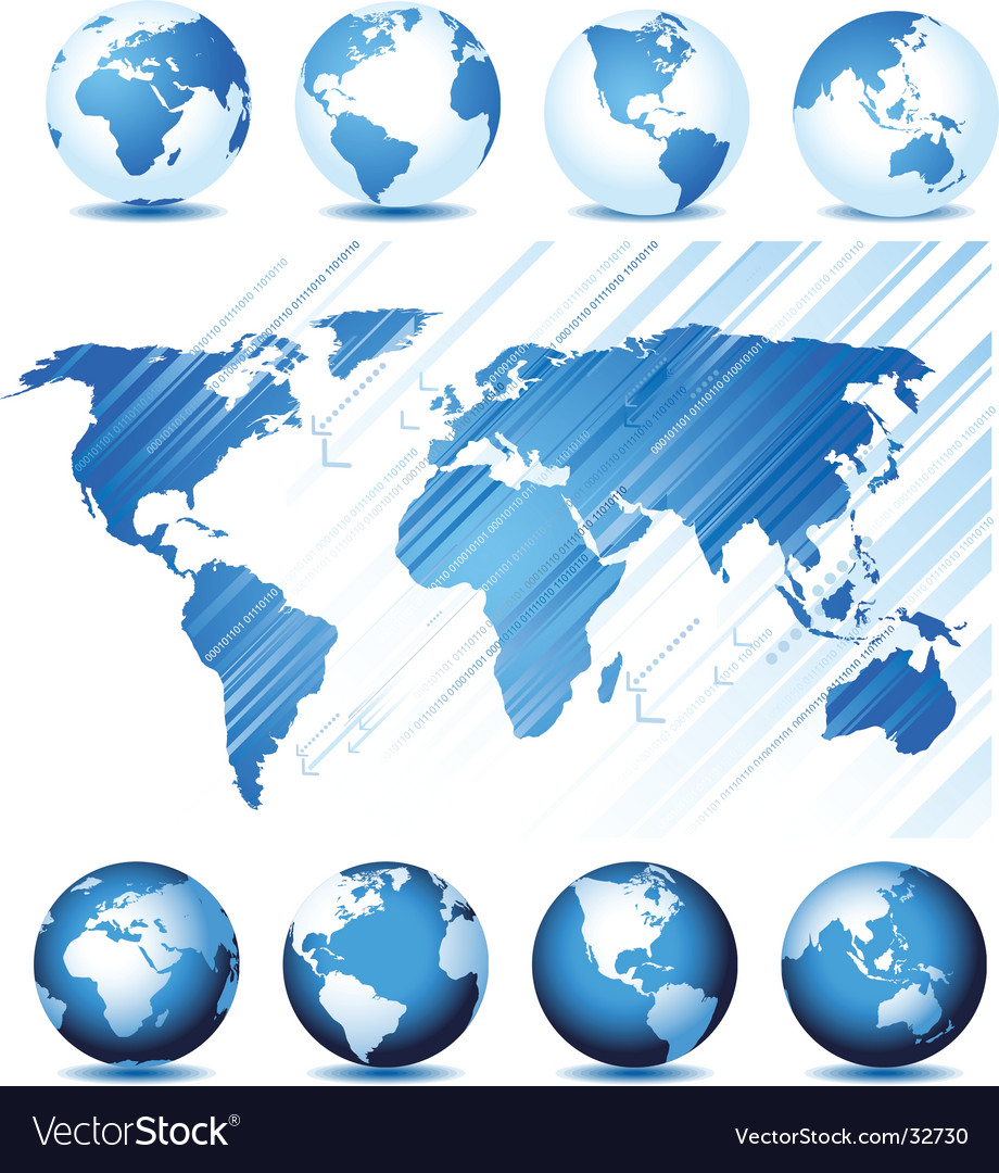 Globe and map background Royalty Free Vector Image