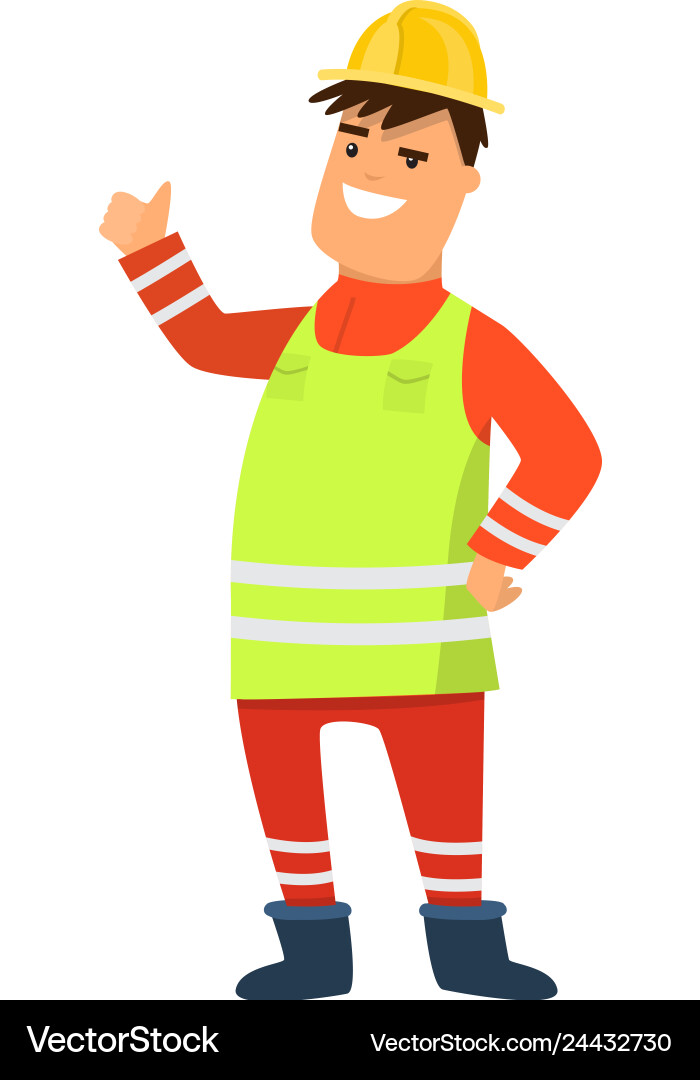 Happy smiling road worker in yellow uniform Vector Image