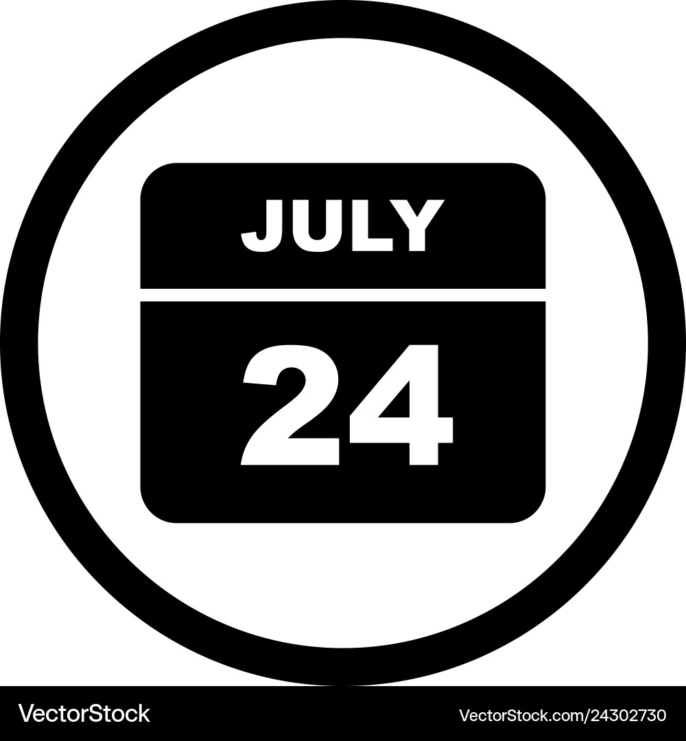 July 24th date on a single day calendar Royalty Free Vector