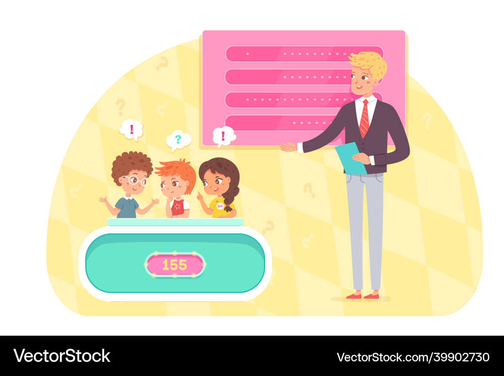 Kids playing quiz game with show host smart Vector Image