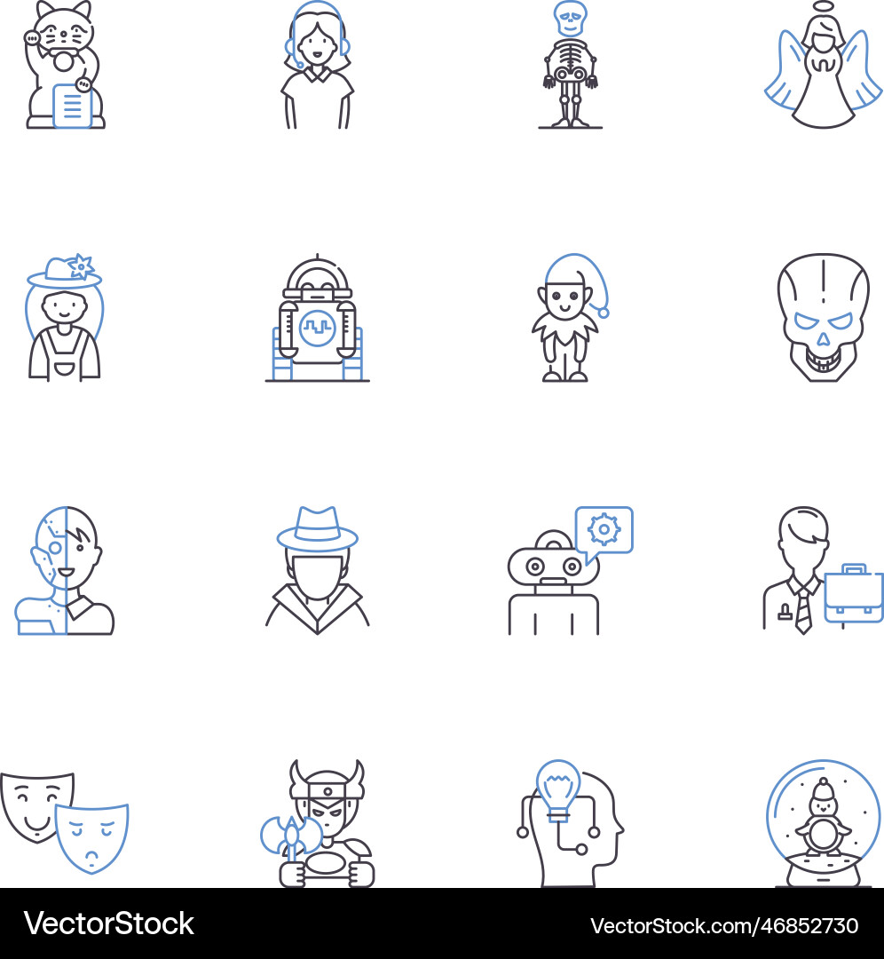 Labor supervision line icons collection oversight Vector Image