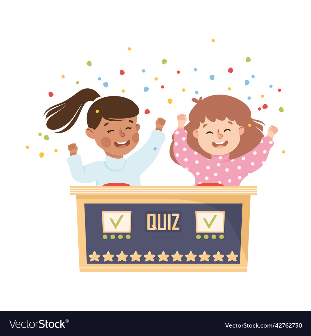 Little girl winning quiz game or mind sport Vector Image
