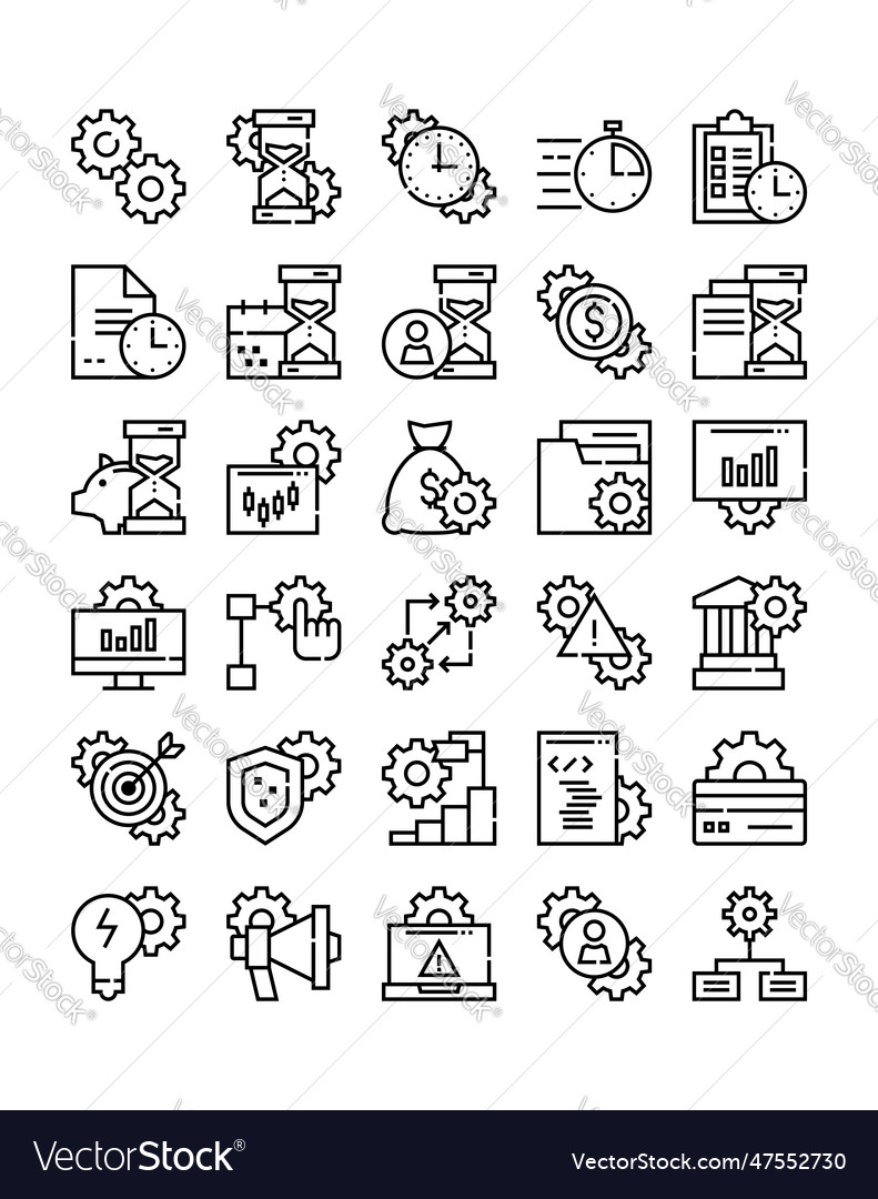 Management simple line style web icon pack Vector Image