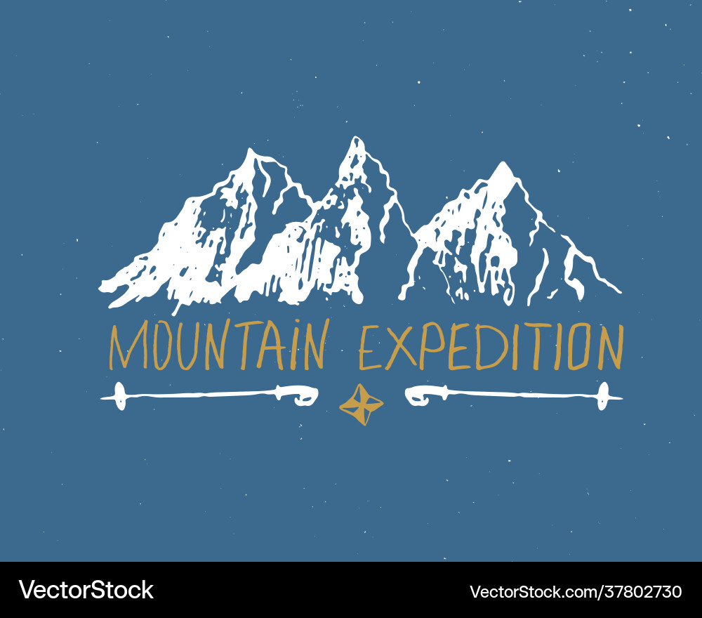Mountain expedition lettering handwritten sign Vector Image