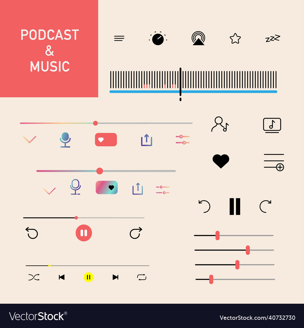 Music player button interface set Royalty Free Vector Image