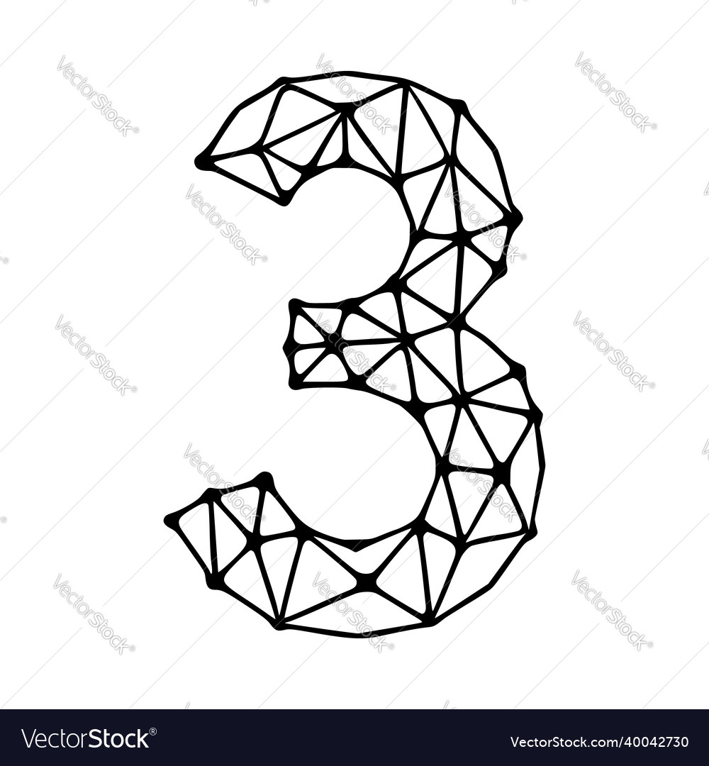 Number 3 Polygonal Symbol Clip Art Isolated Vector Image