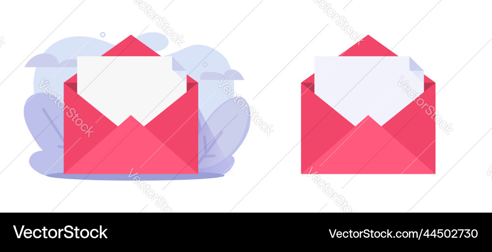 Open letter paper in envelope blank icon or email Vector Image