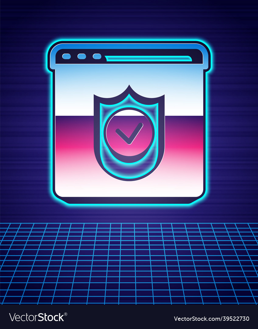 Retro style browser with shield icon isolated Vector Image
