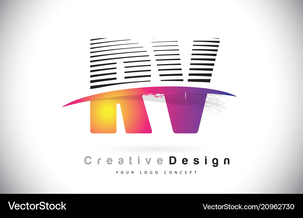 Rv r v letter logo design with creative lines Vector Image